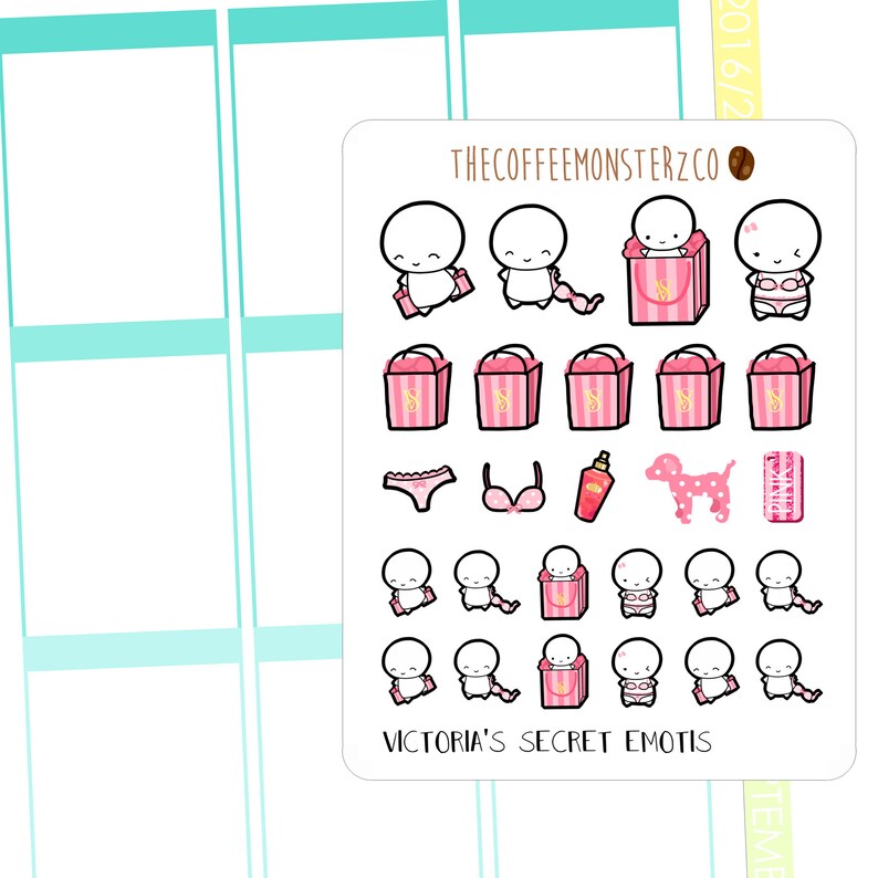 Victoria Secret Emotis Hand Drawn Planner Stickers and | Etsy