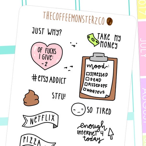 Clipboard Doodle Stickers Study Exam Test School Stickers | Etsy