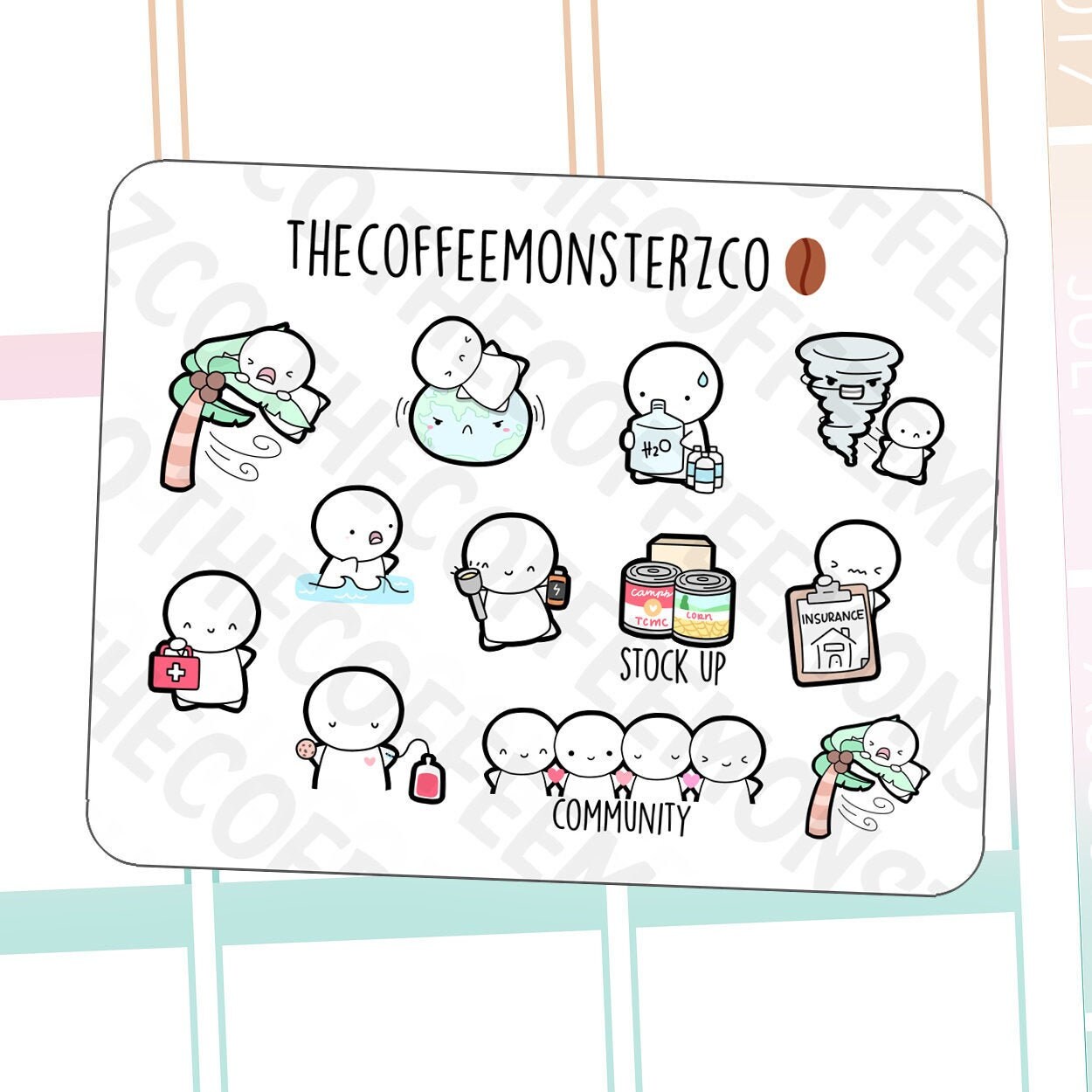 Hand Drawn Planner Stickers and Bullet Journal Emoti Stickers E472 ...