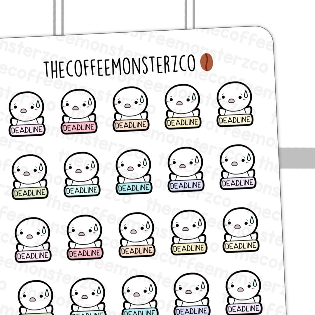 Deadline Emotis Hand Drawn Planner Stickers and Bullet Journal Emoti ...