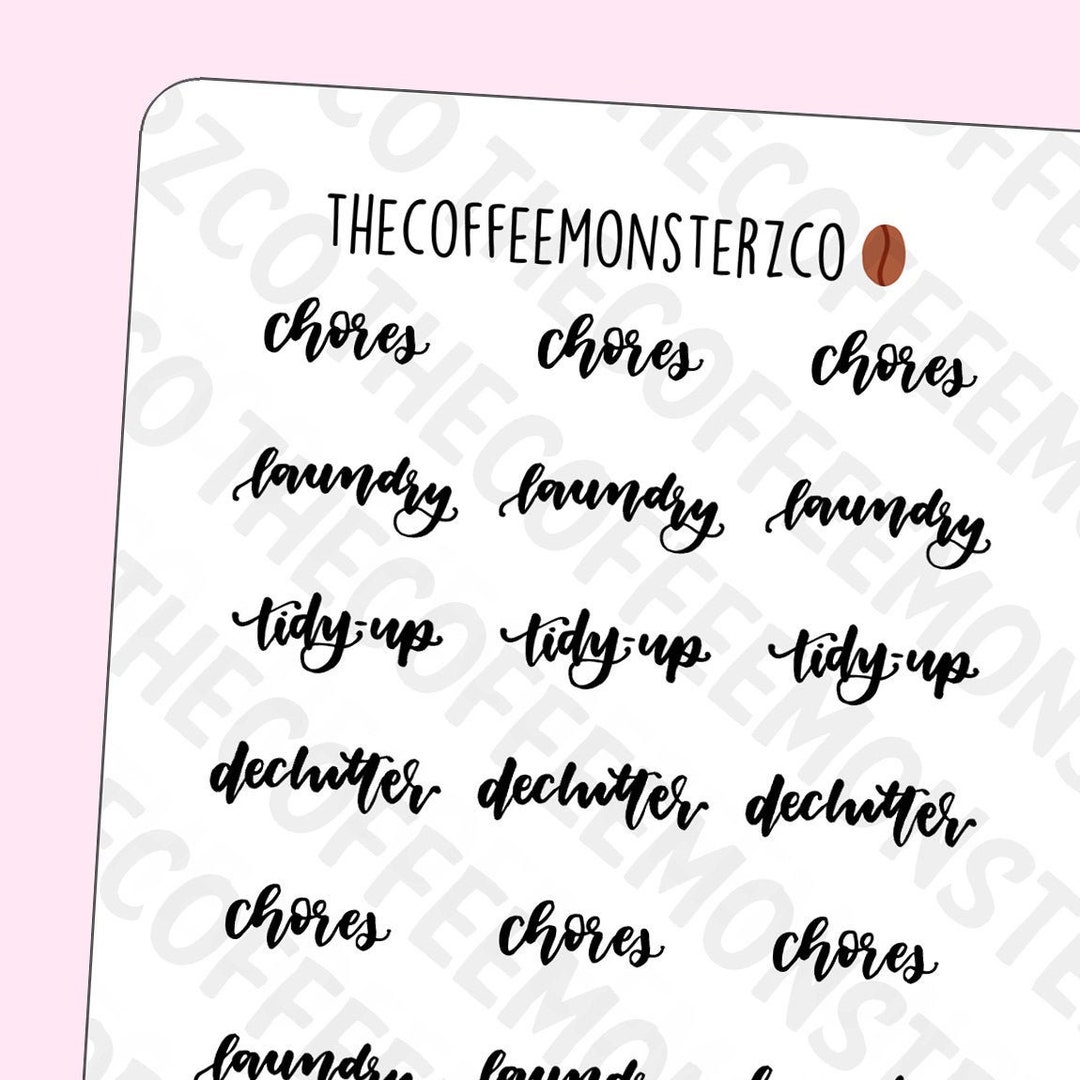 Handwriting Stickers: Chores Handwriting Script Planner Stickers E571 ...