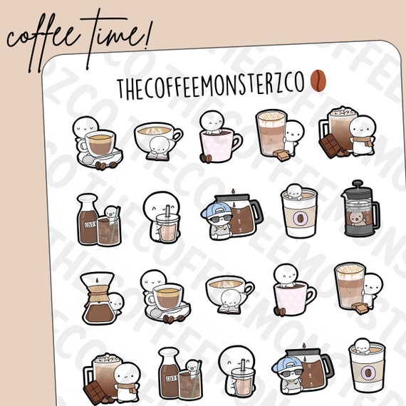 Embellishments Paper, Party & Kids Cute Coffees Sticker Sheet Coffee ...