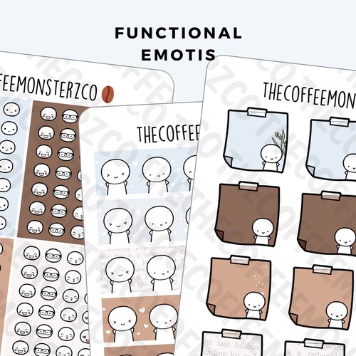 Computer Emotis Hand Drawn Emoti Stickers for Your Planner - Etsy Canada