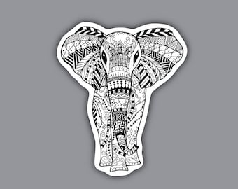 Elephant Decal/elephant Sticker/vsco/water Bottle/tribal/laptop Sticker ...