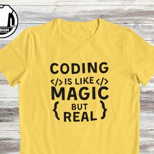 Coding is Like Magic, Funny Computer Shirt, Programmer Shirt, Coder Shirt, Tech Shirt, Computer ...
