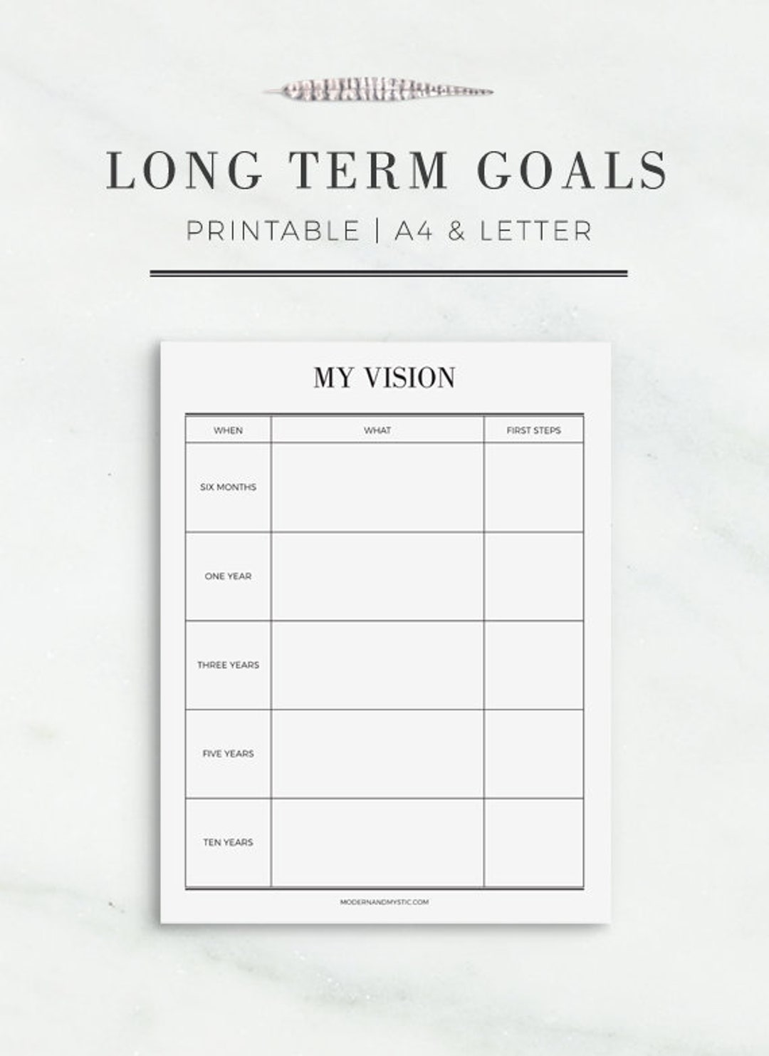 Long Term Goal and Vision Planner | Printable Vision Planner | Goal ...