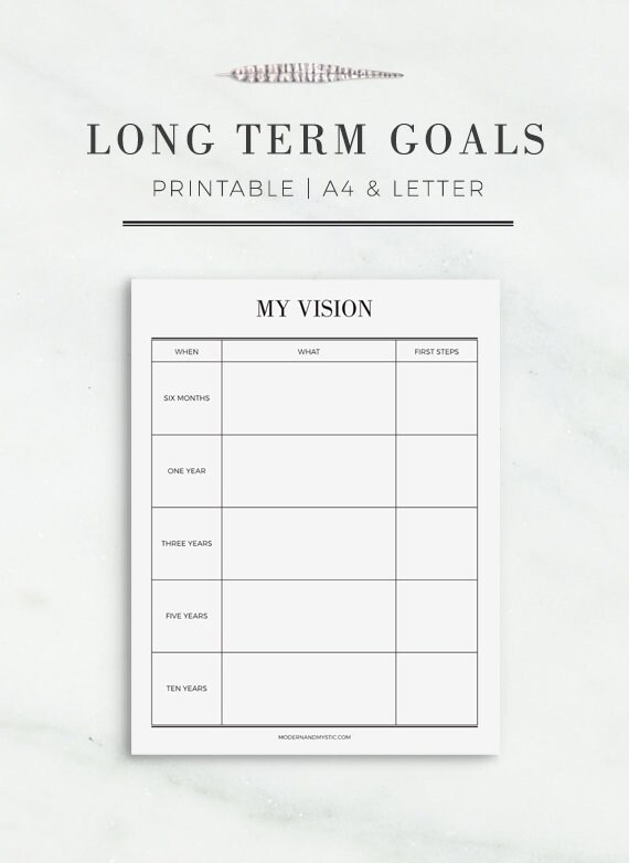 Long Term Goal and Vision Planner | Printable Vision Planner | Goal ...