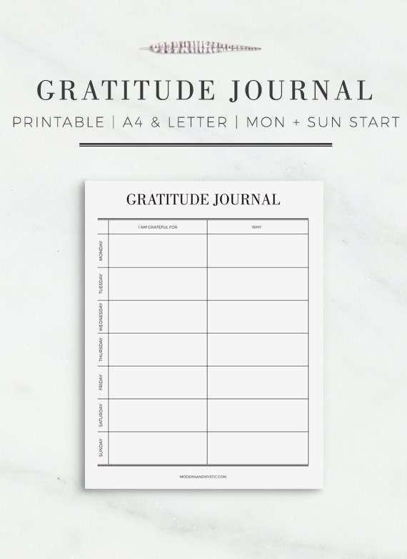 Gratitude Journal Printable | Weekly Planner Page | Life Planner ...