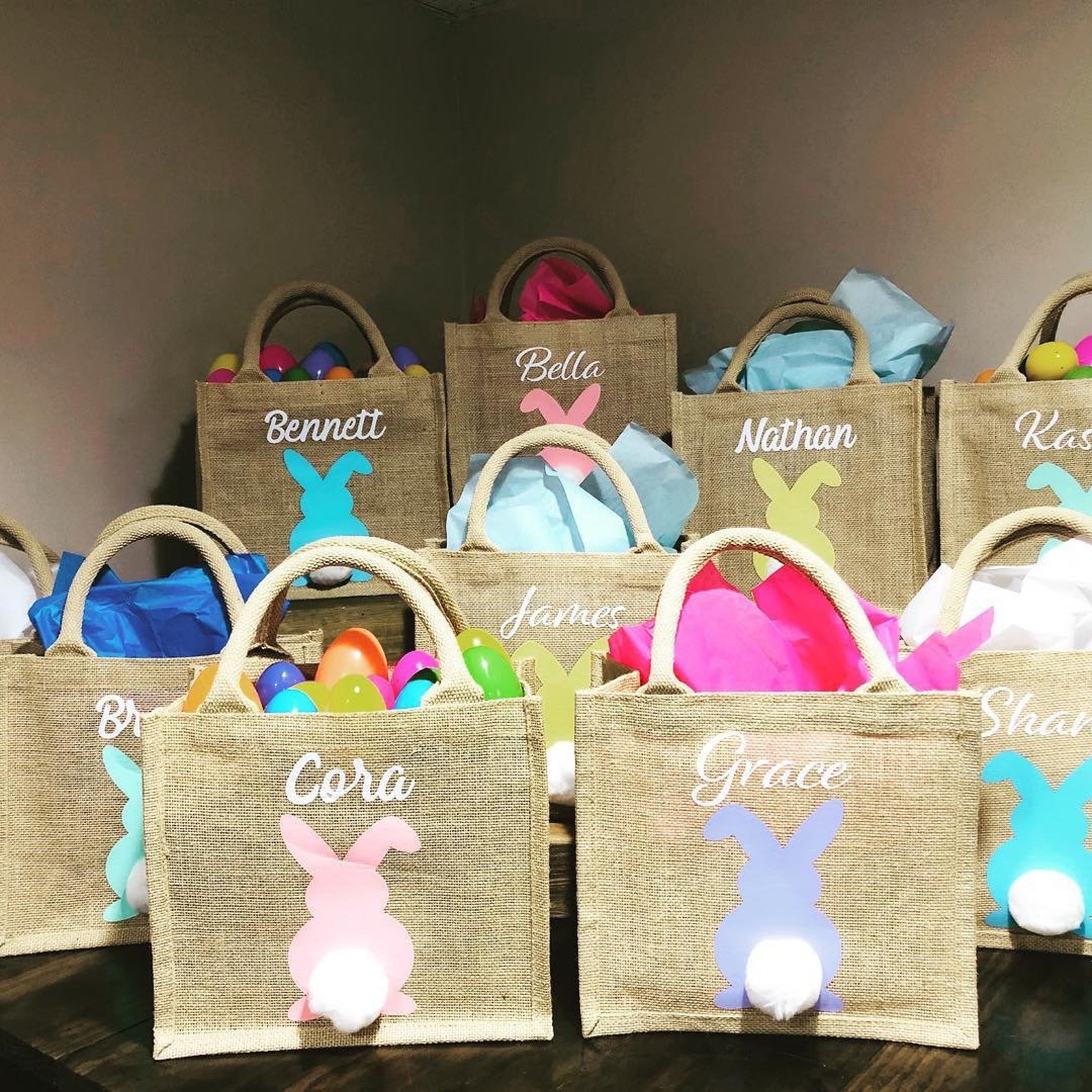 Personalized Easter Bags Burlap/jute Small - Etsy