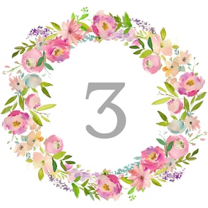 Digital Download. Floral Watercolor Table Numbers. Boho Pastel. - Etsy