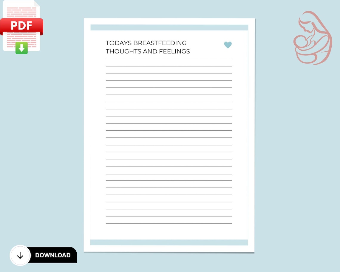 My Breastfeeding Journal. A Printable Journal With Prompts for Mothers ...
