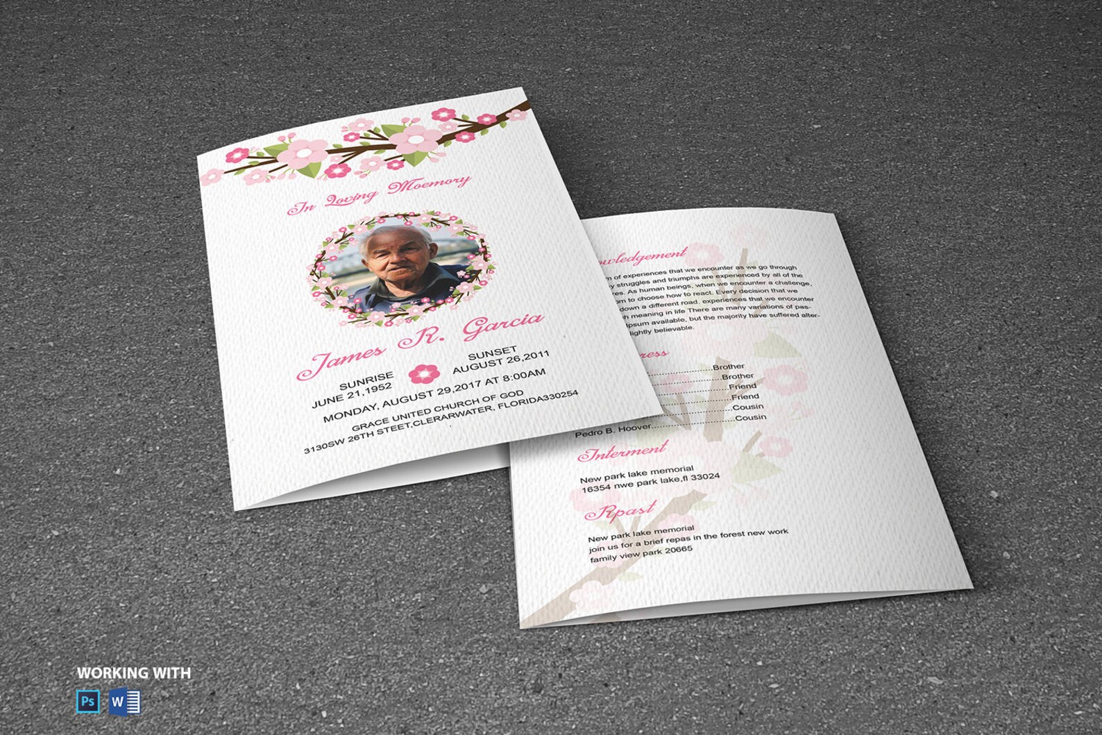 Printable Funeral Program Template MS Word Template | Etsy