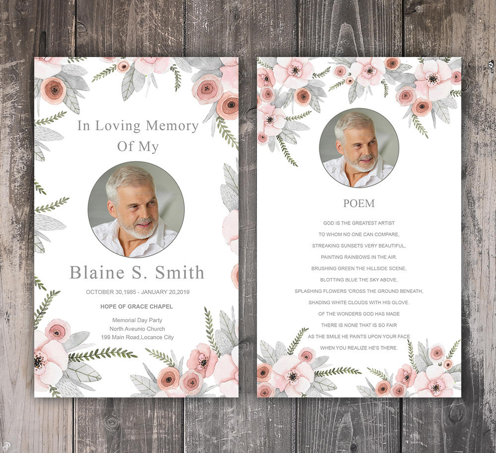 Funeral Prayer Card Template Editable MS Word Photoshop Etsy