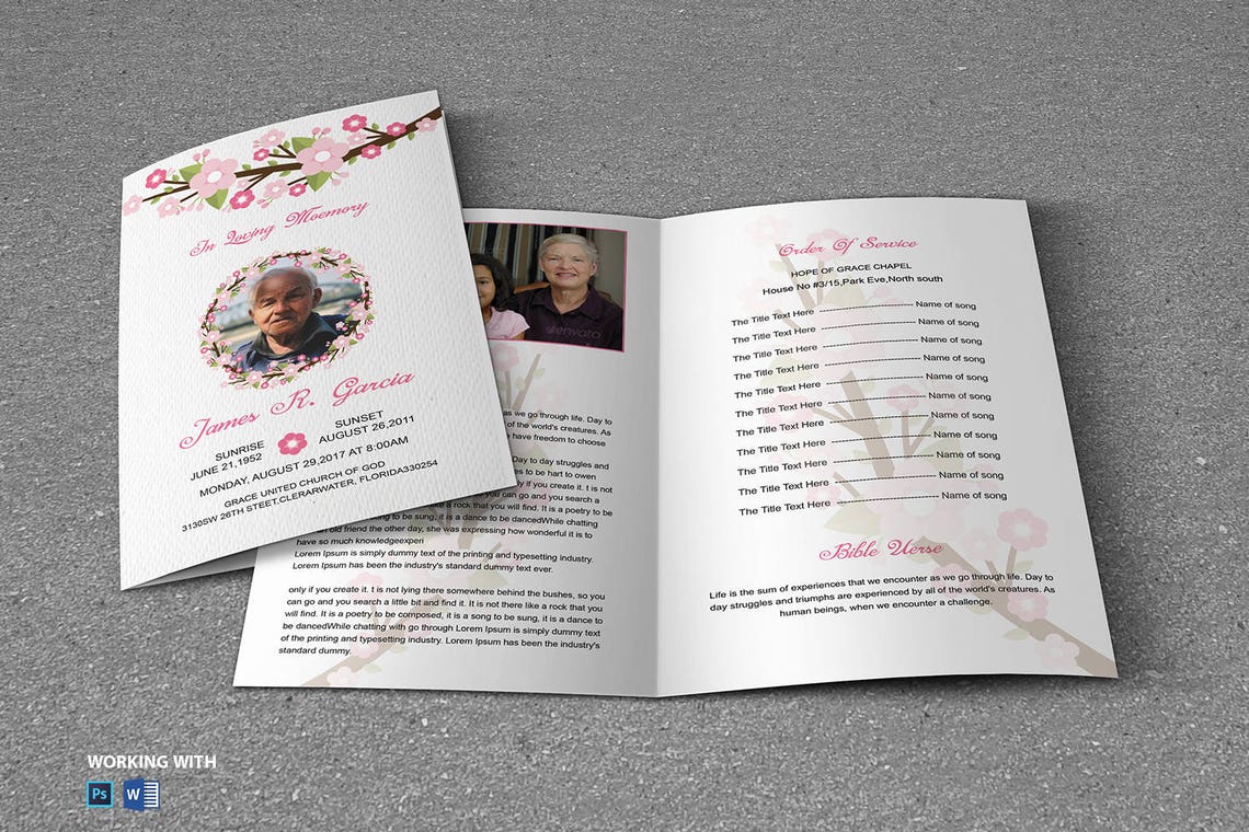 Printable Funeral Program Template MS Word Template | Etsy Printable Funeral Program Template MS Word Template | Etsy