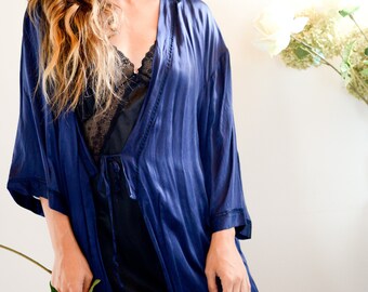 Royal Blue Silk Robe Women - Etsy