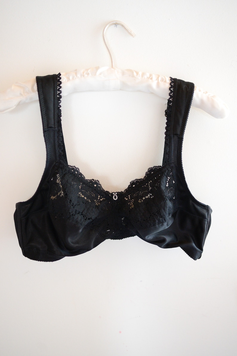 Vintage Black Lace Minimal Bra With Faux Mini Pearl Detail - Etsy