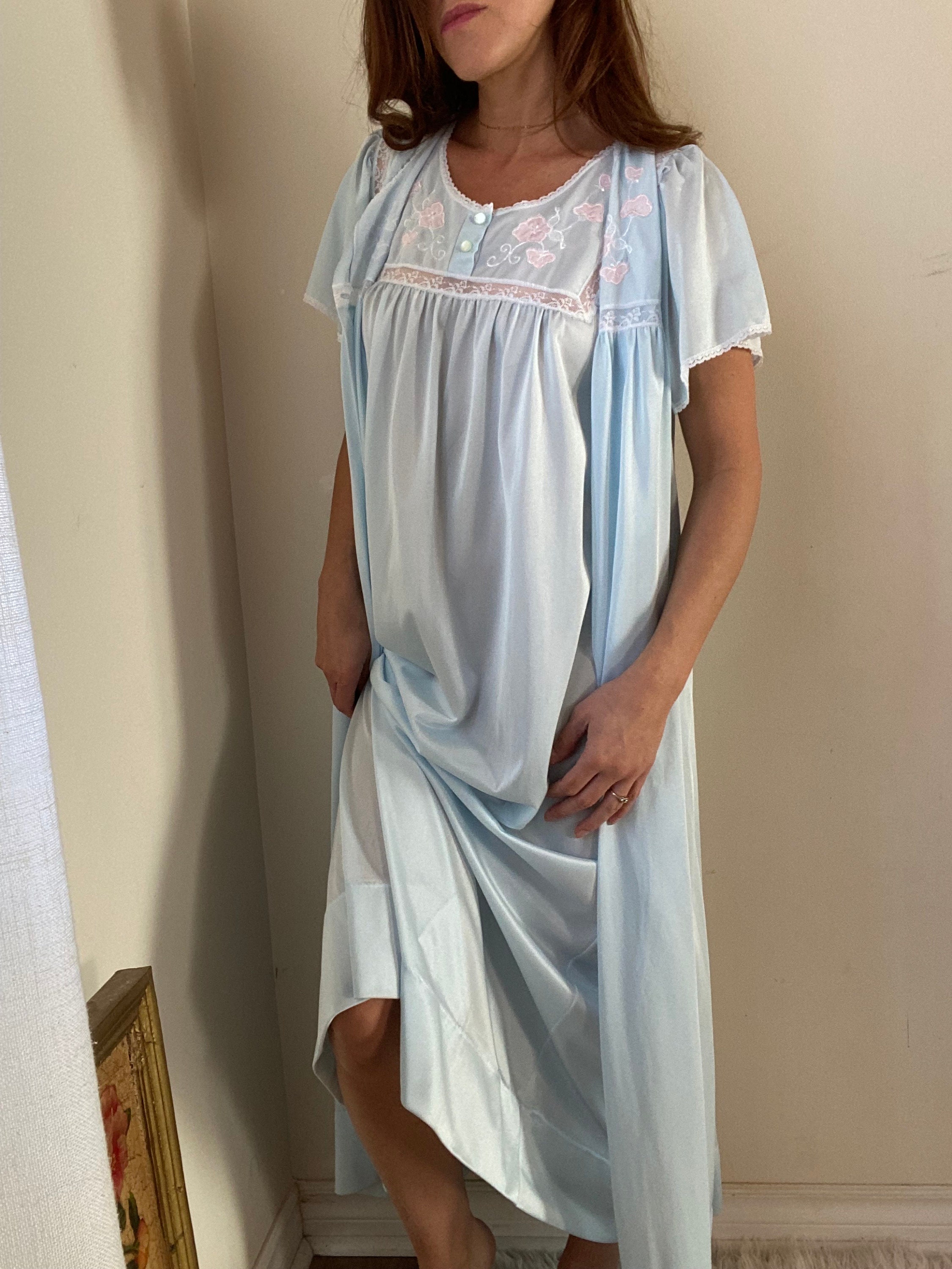 Light Baby Blue Dress & Robe Pajama Two Piece Set - Etsy