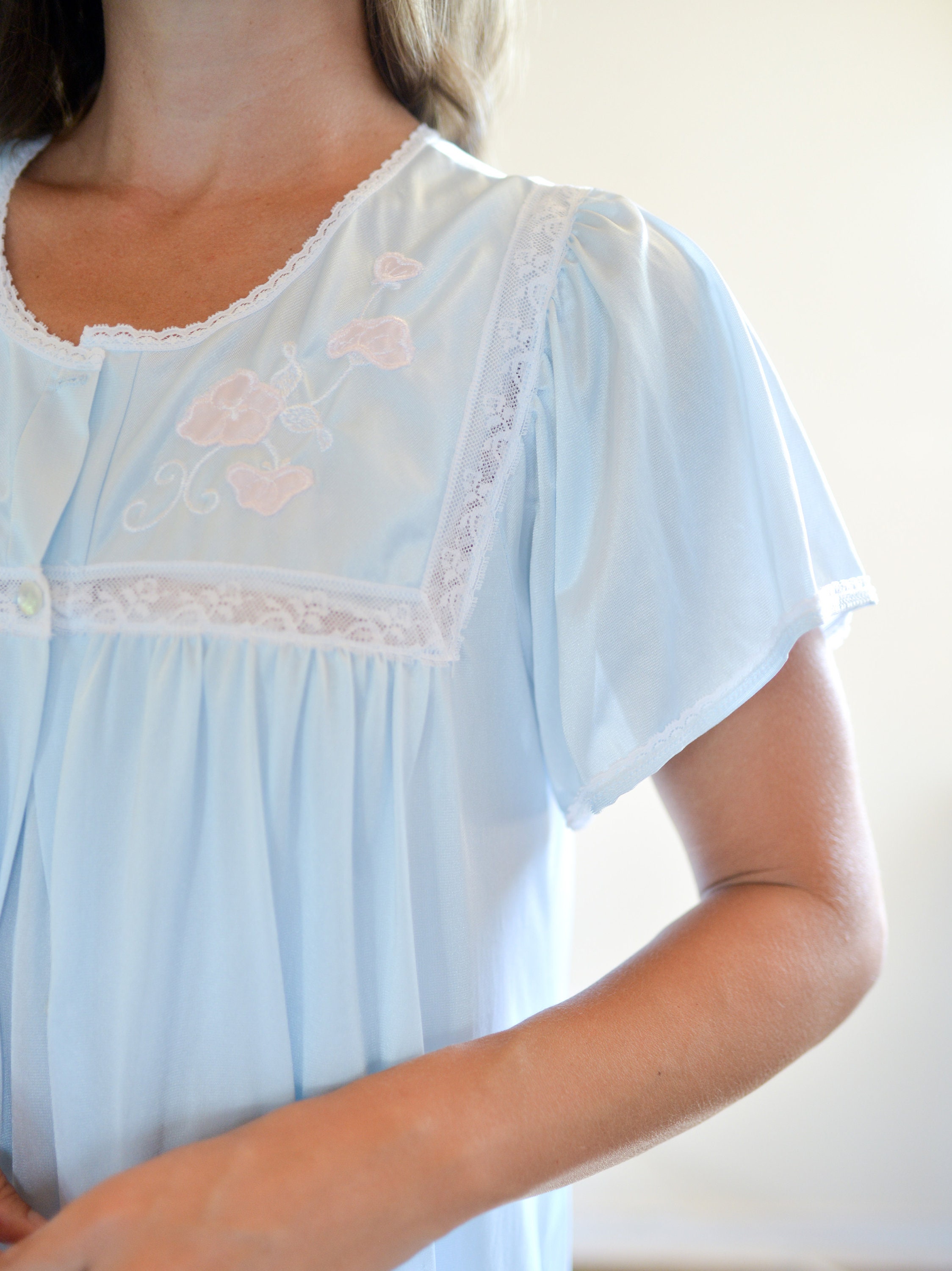 Light Baby Blue Dress & Robe Pajama Two Piece Set - Etsy