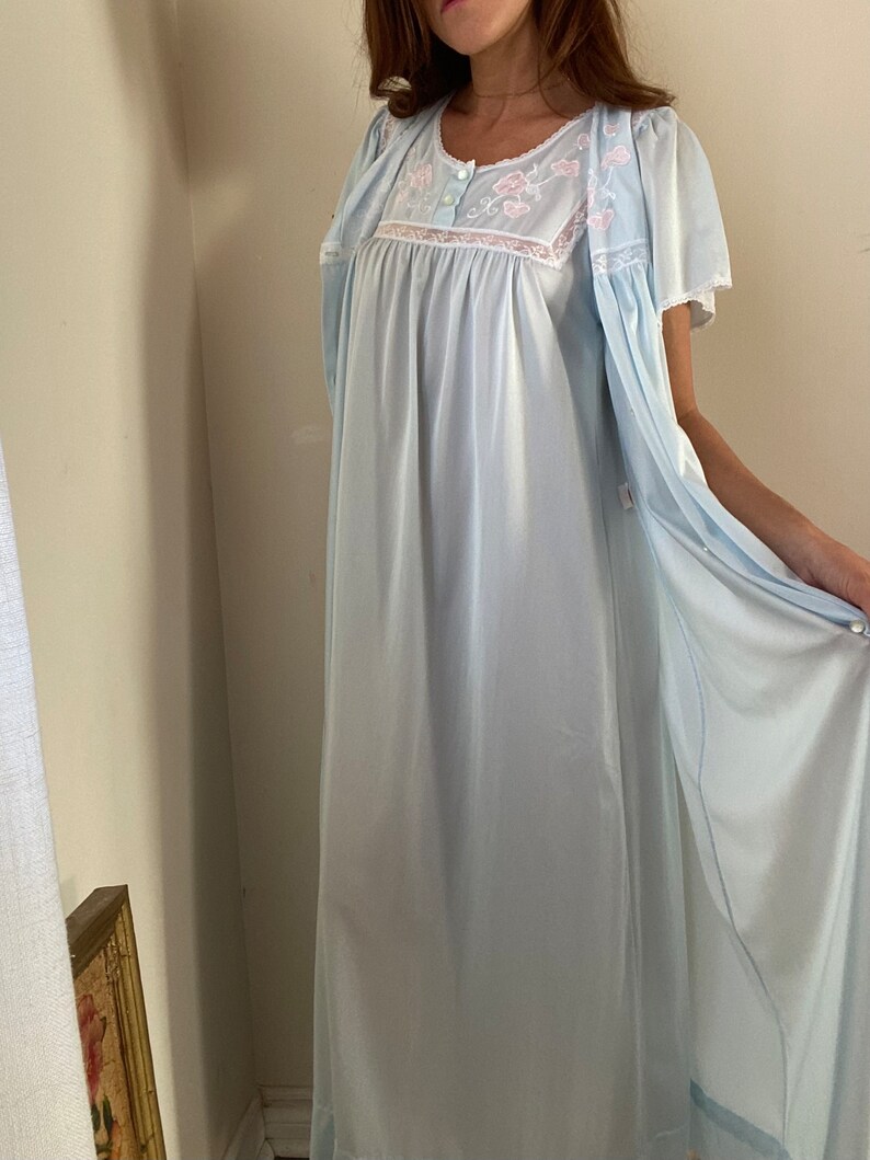 Light Baby Blue Dress & Robe Pajama Two Piece Set - Etsy