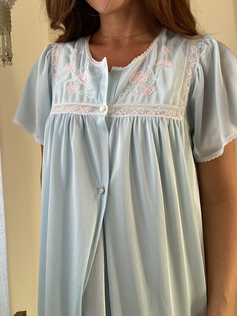 Light Baby Blue Dress & Robe Pajama Two Piece Set - Etsy