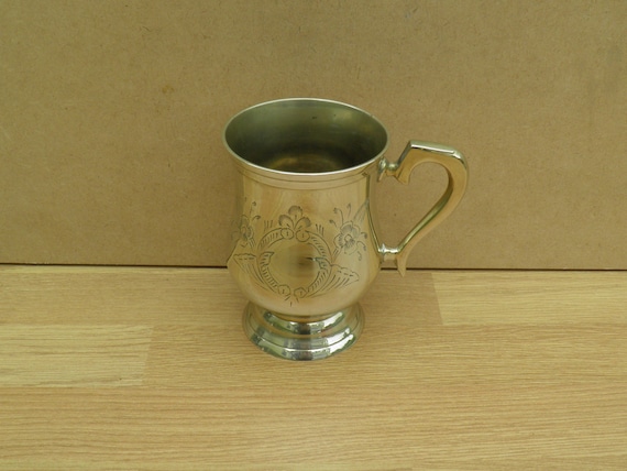 Silver Plated Tankard With Engraved Floral Decoration - Etsy
