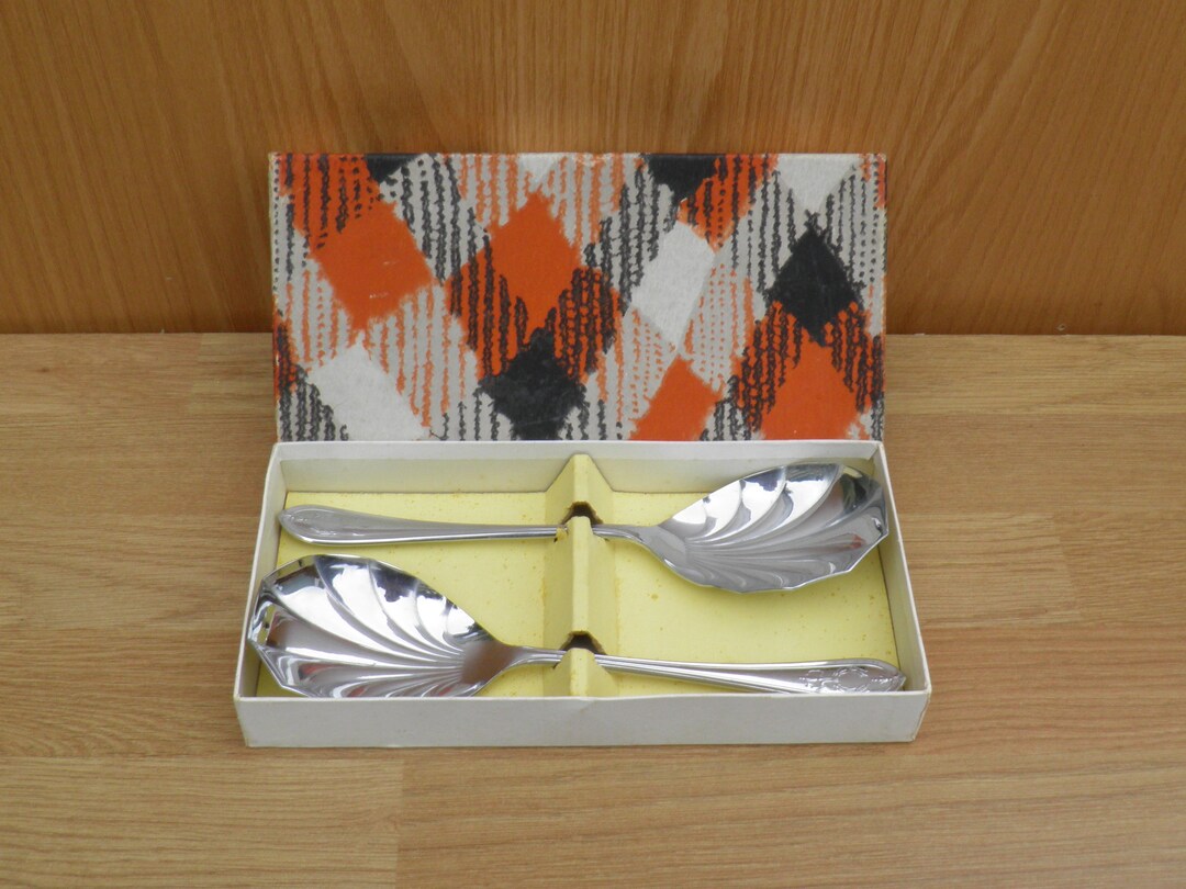 Stainless Chromium Plate Serving Spoons - Boxed - Vintage Cutlery ...