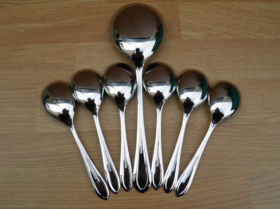 Stainless Chromium Plate Dessert Spoons & Serving Spoon in Case ...