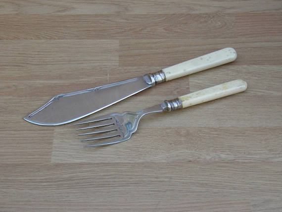 Stainless Nickel Fish Serving Set With Bakelite Handles | Etsy