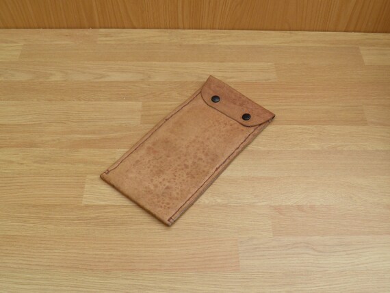 Hand Stiched Leather Cheque Book Case/Wallet - Vintag… - Gem