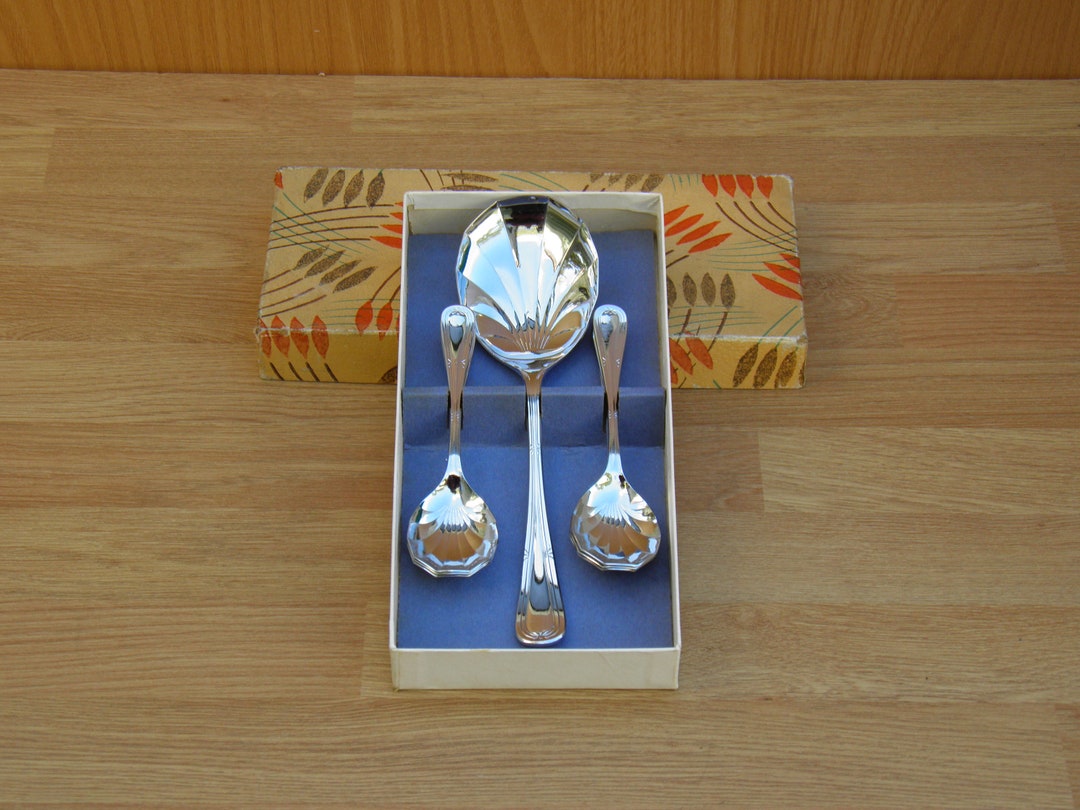 Boxed Chromium Plate Dessert/fruit Spoon Set Vintage Cutlery, Tableware ...