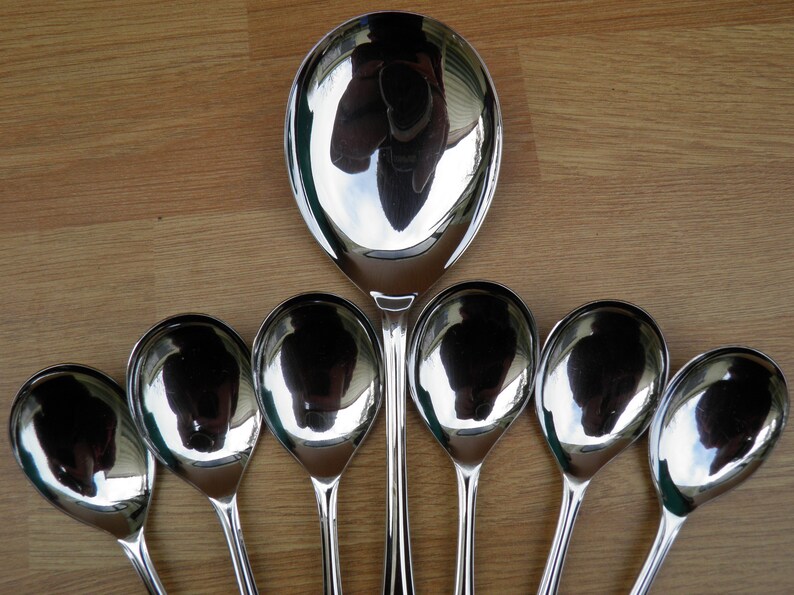 Stainless Chromium Plate Dessert Spoons & Serving Spoon in - Etsy