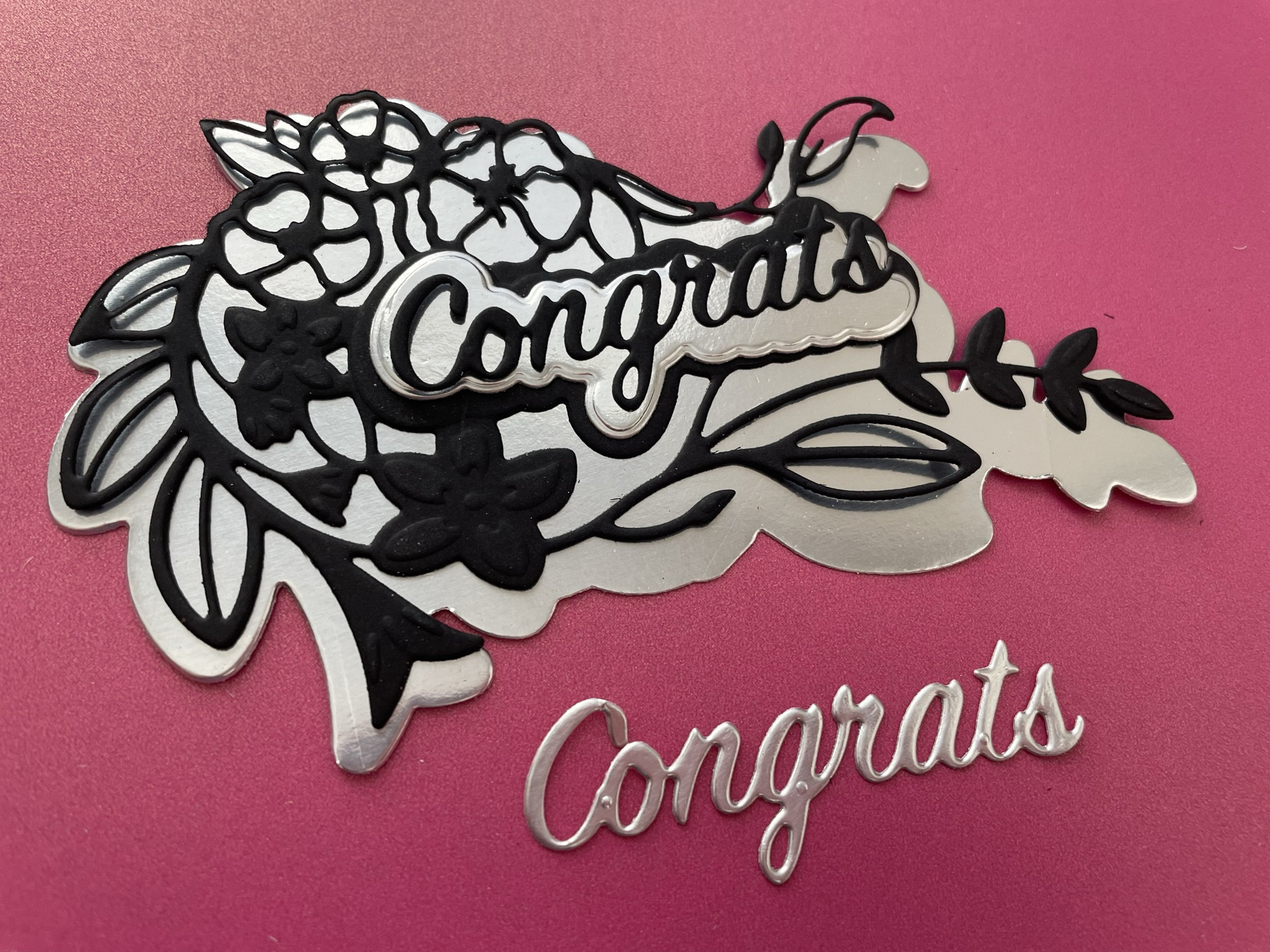 CONGRATS Die Cut and Embossed Large Congrats FLORAL Sentiment - Etsy