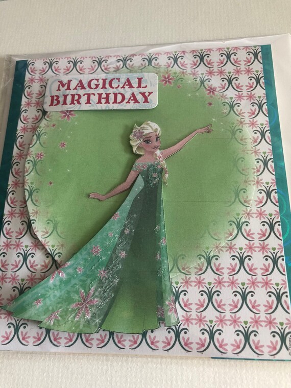 BIRTHDAY Card Handmade DISNEY'S ELSA from Frozen Wearing | Etsy