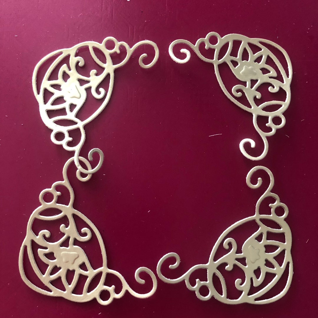 CORNER ACCENTS, Die Cut and Embossed Set of 4 Small Detailed Corner ...