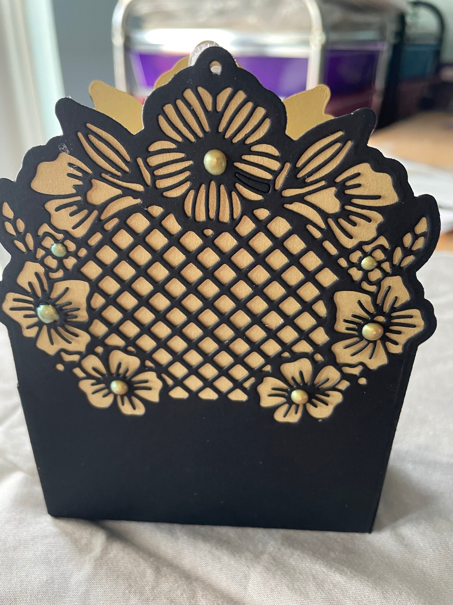 GIFT BOX, Handmade Die Cut & Embossed FLORAL Gift Box, Gift Bag, Gift ...