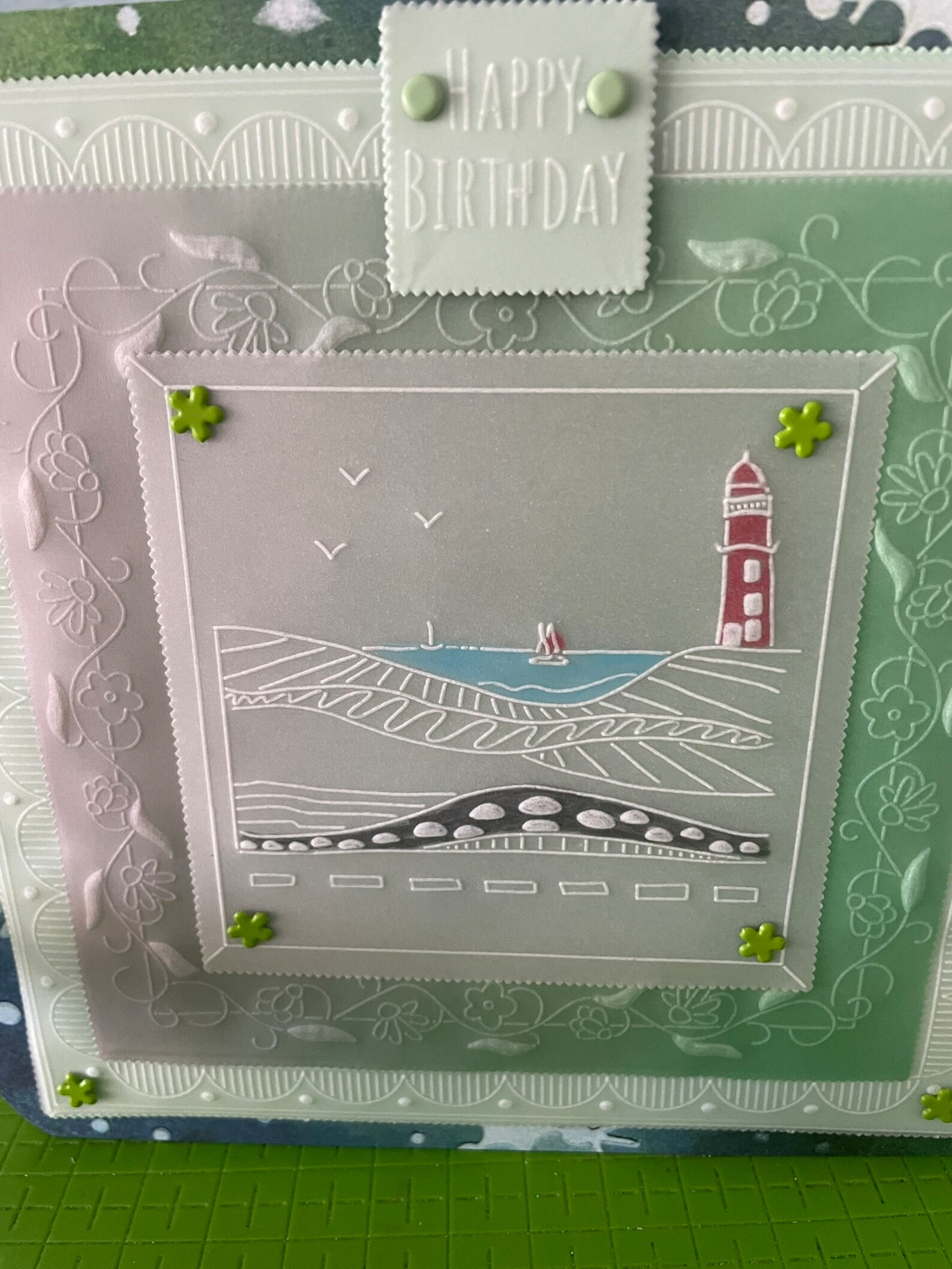 PARCHMENT Craft, Handmade Line Art Embossed Parchment BIRTHDAY Card ...