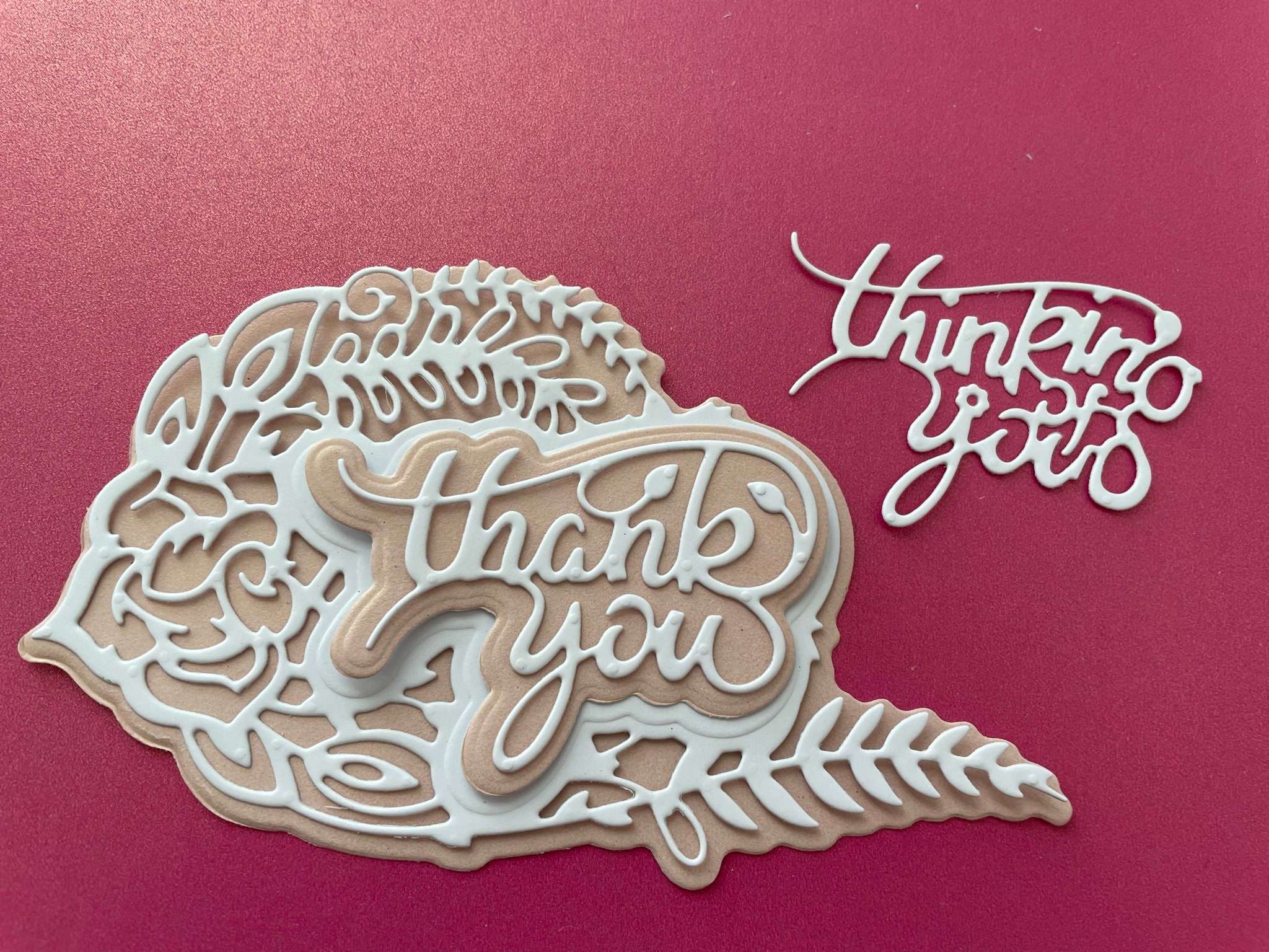 THANK YOU, THINKING of You, Die Cut and Embossed Large Sentiment ...