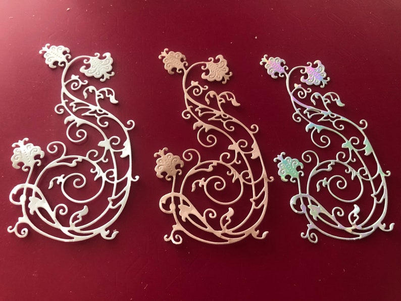 BUTTERFLY FLOURISH, Set of 3 Die Cut and Embossed BUTTERFLY Accents ...