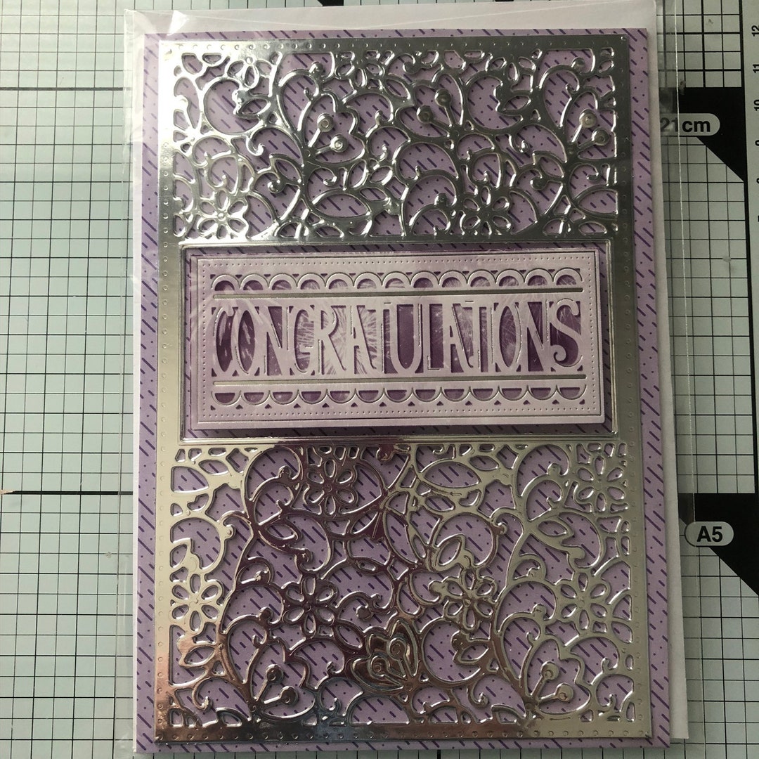 CONGRATULATIONS Handmade Silver Embossed Die Cut and Embossed - Etsy