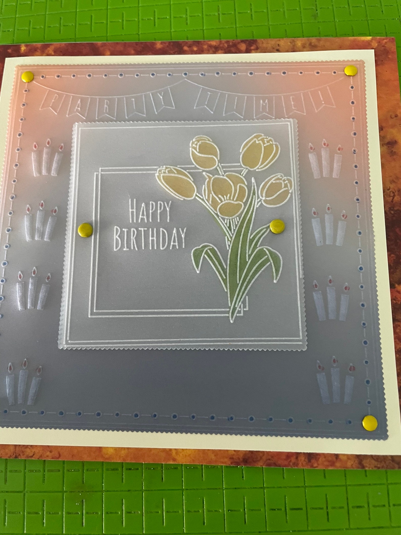 PARCHMENT Craft, Handmade Line Art Embossed Parchment BIRTHDAY Card ...