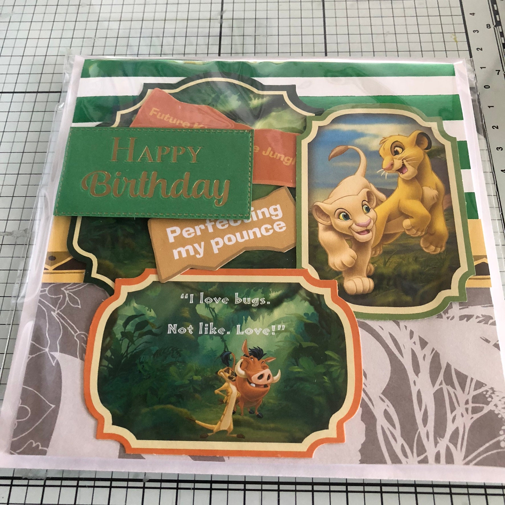 BIRTHDAY CARD, Handmade DISNEY'S Lion King, Nala and Simba in the ...