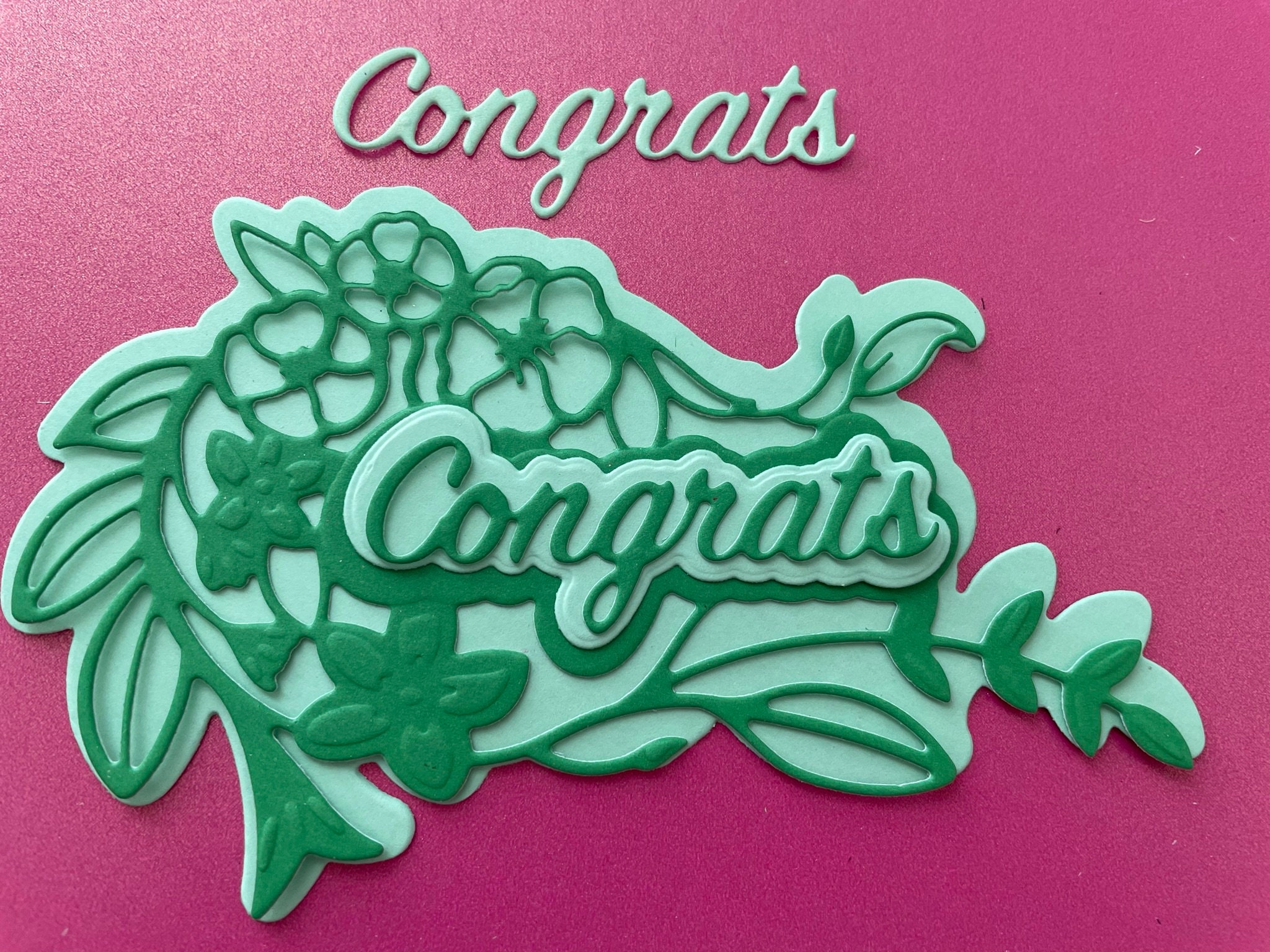CONGRATS, Die Cut and Embossed Large Congrats FLORAL Sentiment Topper ...
