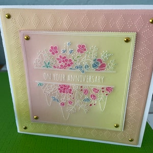 ANNIVERSARY, Handmade PARCHMENT Embossed Greeting Card, Parchment Line ...