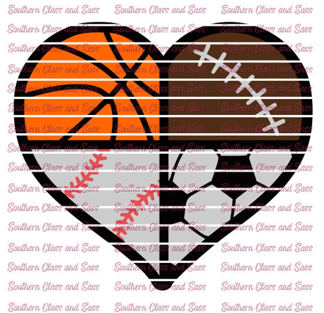 Basketball, Football, Baseball, Soccer Sports Heart SVG File - Etsy