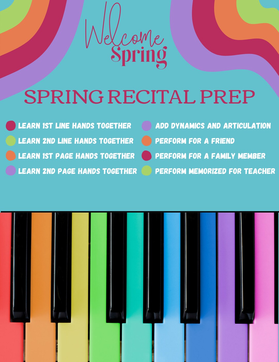 Piano Recital Prep Checklist Poster - Etsy