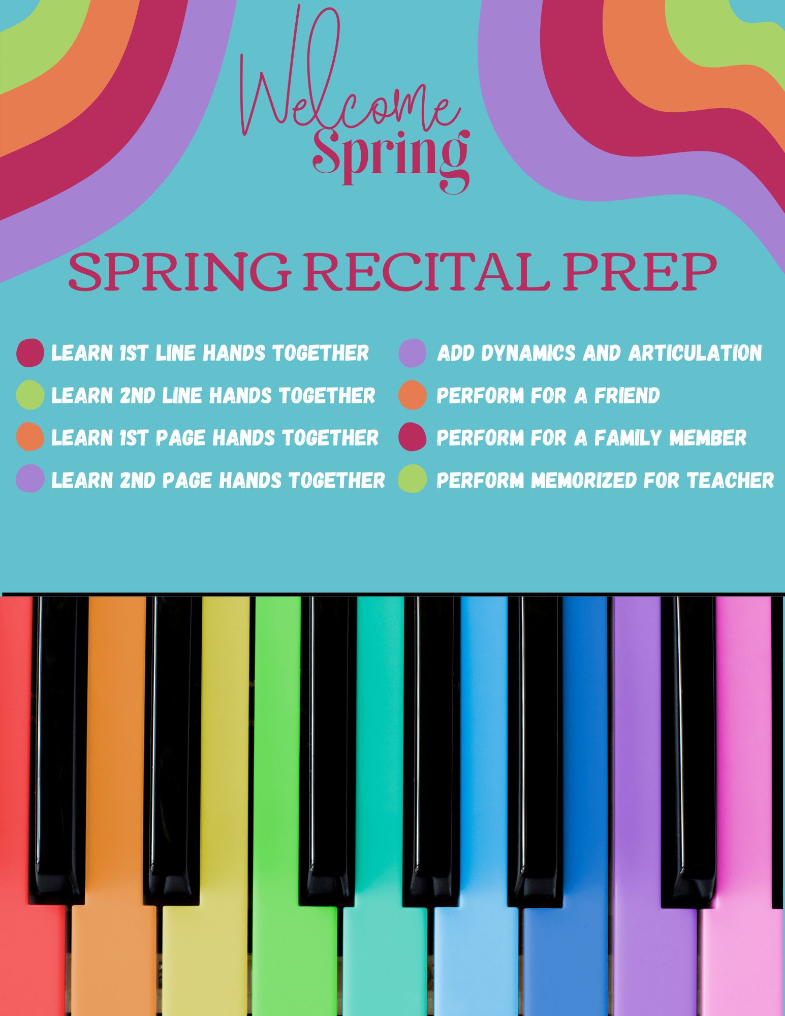 Piano Recital Prep Checklist Poster - Etsy