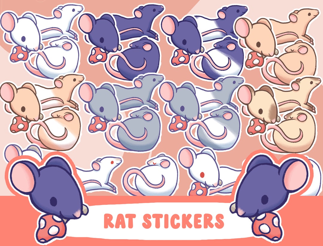 Rat Sticker Set Custom (choose Your Rat Color! White Black Albino Cream ...
