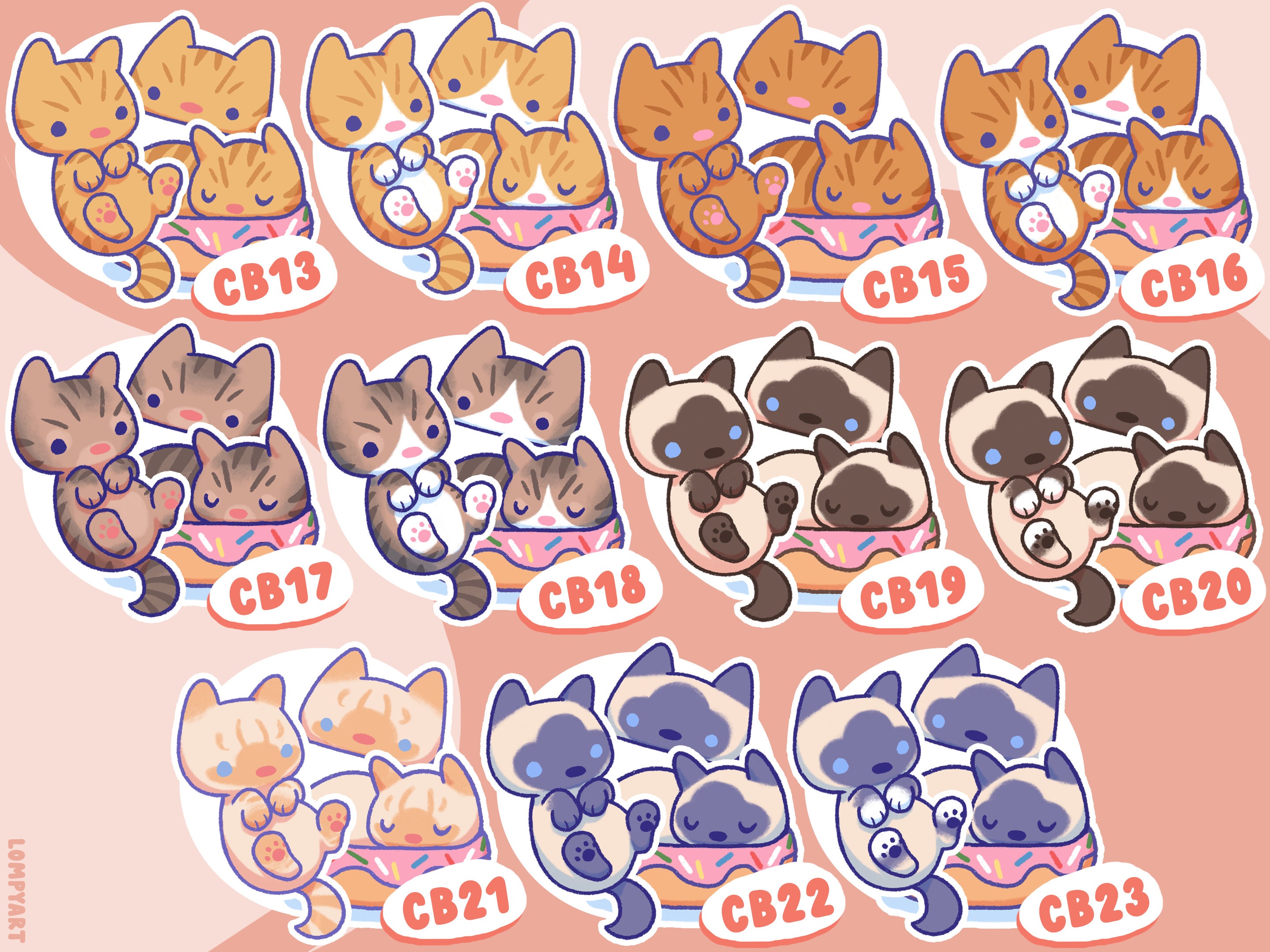 Choose Your Cat Color Cat Sticker Pack Custom 23 Different - Etsy