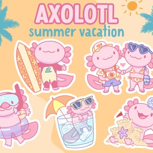 Axolotl Sticker Set / Kawaii Summer Themed Stickers for Laptop, Water ...