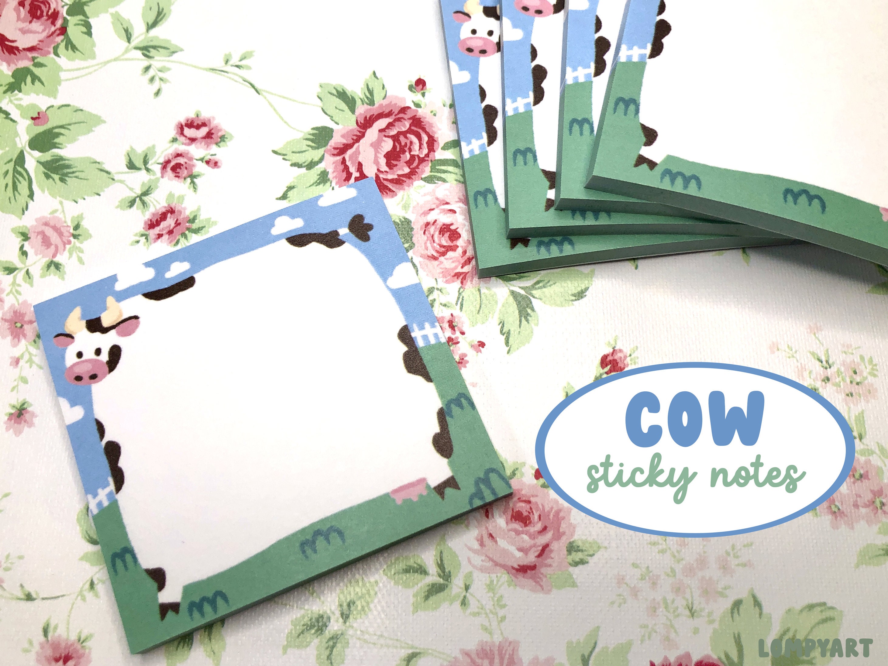 Cow Sticky Notes cute Farm Animal Memo Pad Stickynotes - Etsy